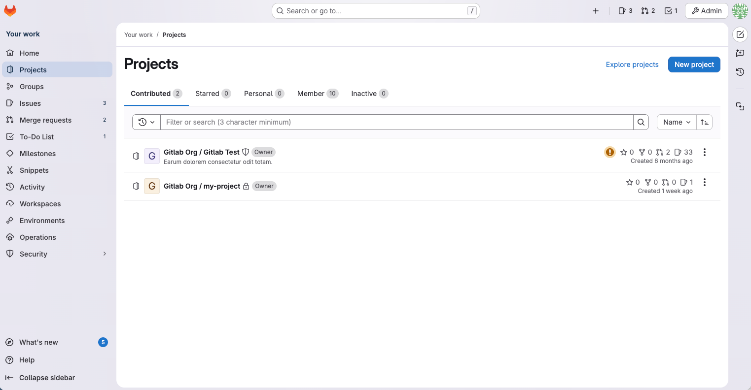 Interface redesign · User · Help · GitLab